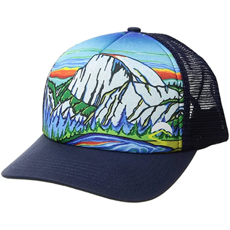 Sublimated Print Trucker Cap 5 Panel Foam Front Adjustable Mesh Sports ...