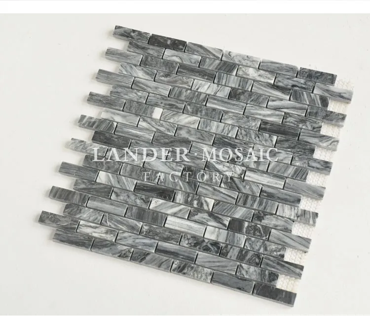 Lander Stone Grey Marble Mosaic Polished Stone Mosaic Tile For Bathroom ...
