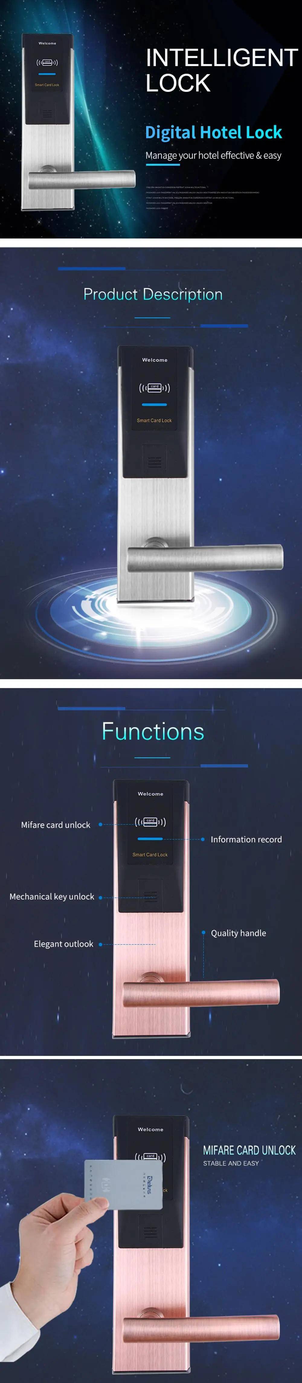 Smart M1 Rfid Id Card Encoder Digital Hotel Lock System Software ...