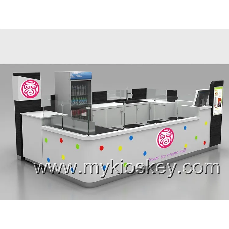 White snow ice cream roll gelato kiosk for mall food for sale