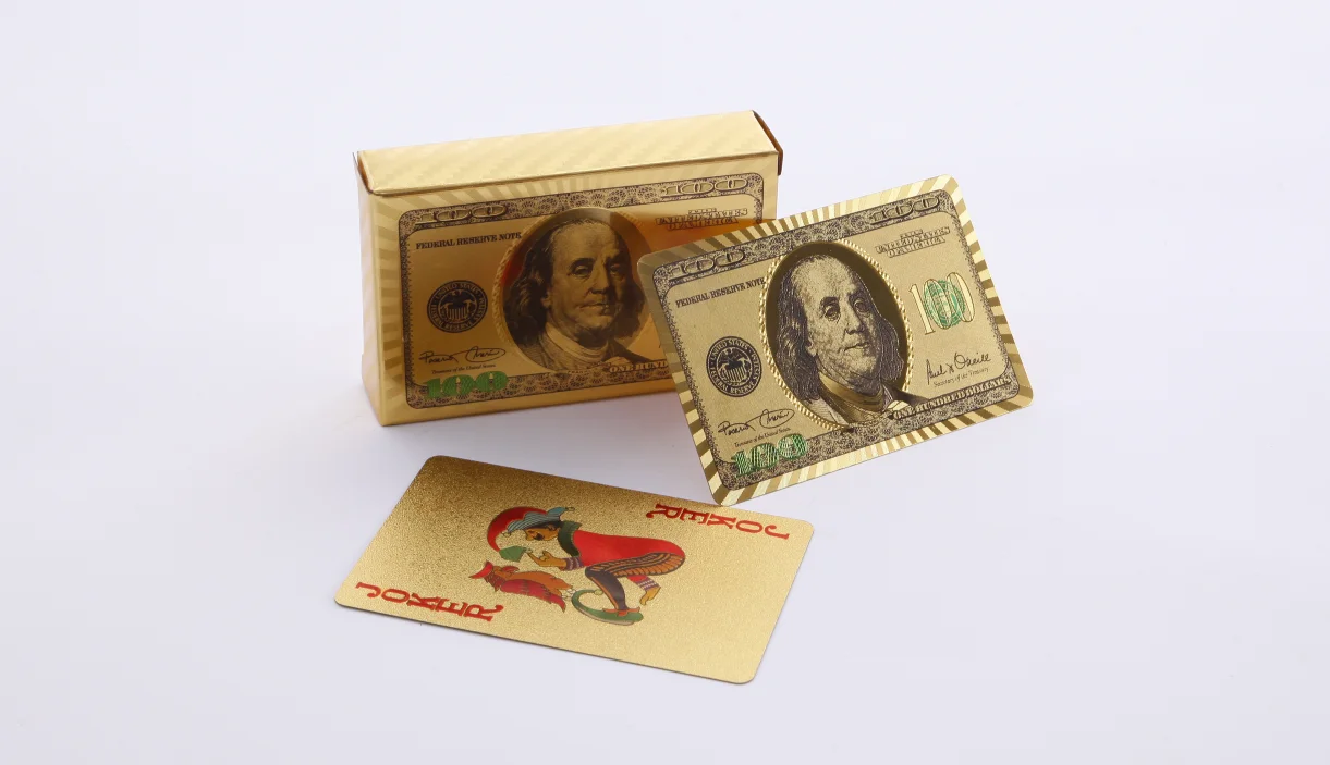 24K Carat 100 Dollars Golden Cards - Customized Poker Deck