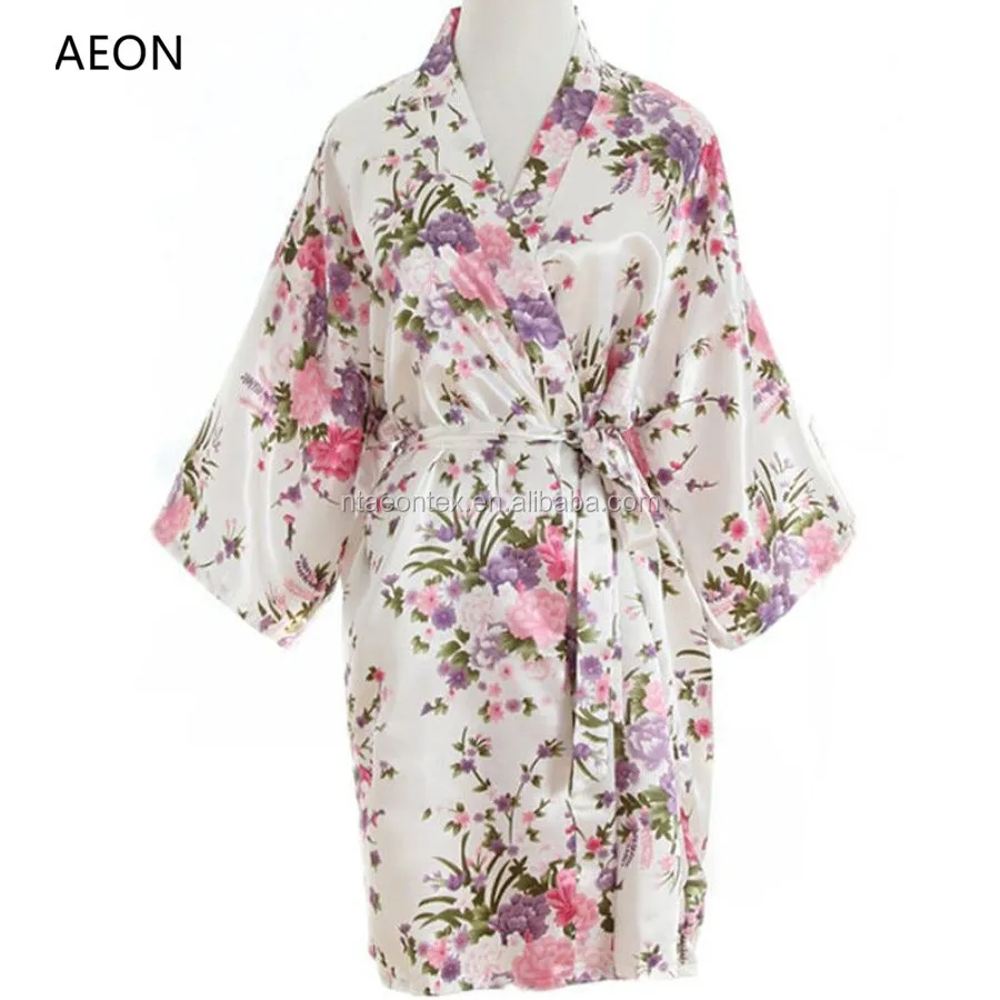 Factory Wholesale Retail Cheap Polyester Floral Satin Bridal Silk Robe ...