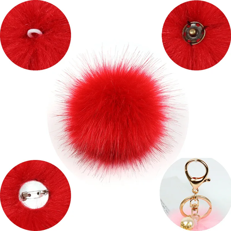 Wholesale Colorful 8cm Rabbit Fur Pompom Ball Real Fur Pom Pom With ...