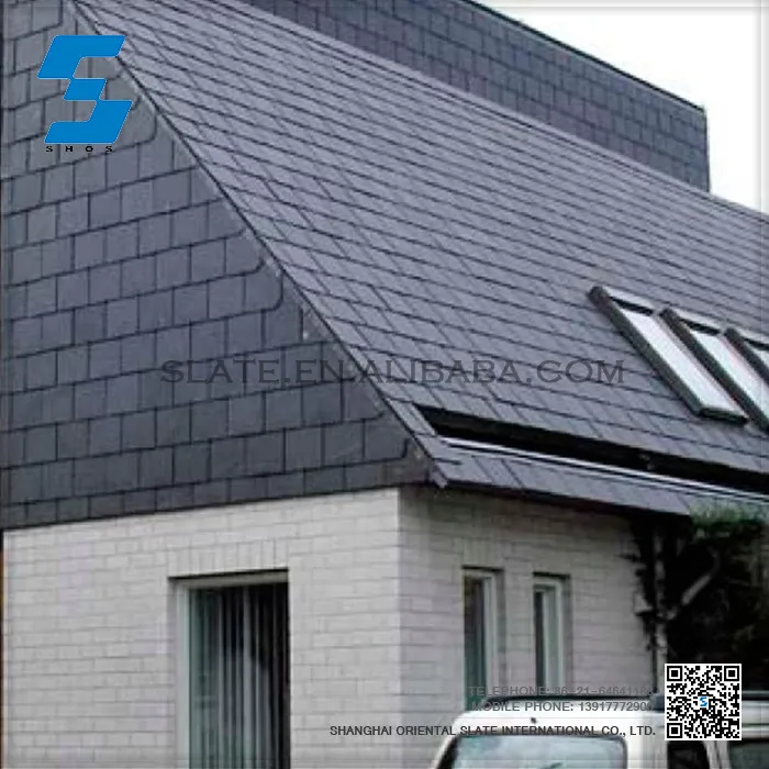 Natural Black Roof Slab Tiles Fish Scale Roof Shingles Sample Free ...