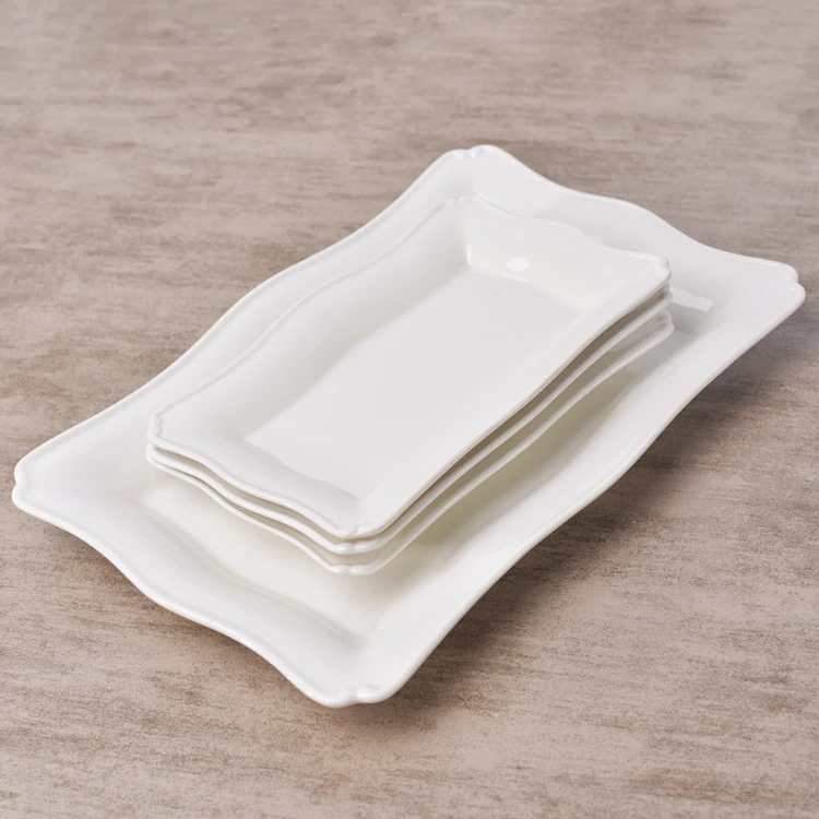 Banquet Used Rectangle Shape White Ceramic Dinnerware Sets