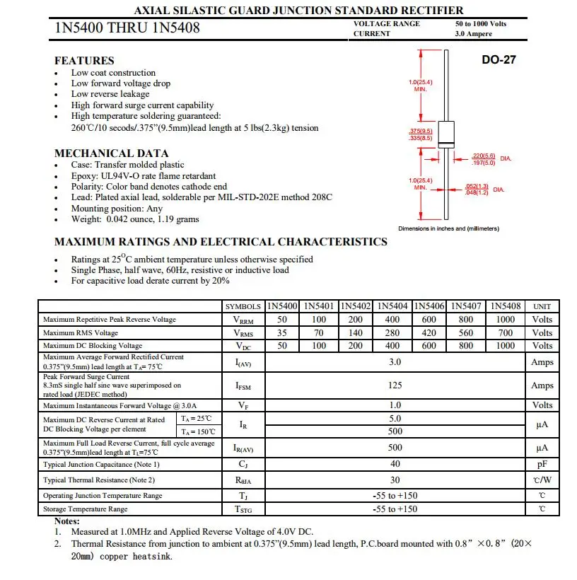 1N5822 Schottky Diode Pinout, Specifications, And Datasheet, 59% OFF