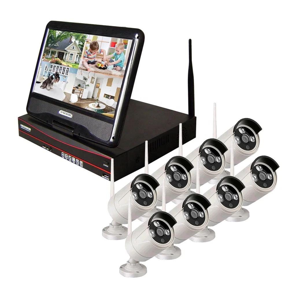 1080p Cctv Nvr System 10 Inch Lcd Display 8 Channel Wireless Security ...