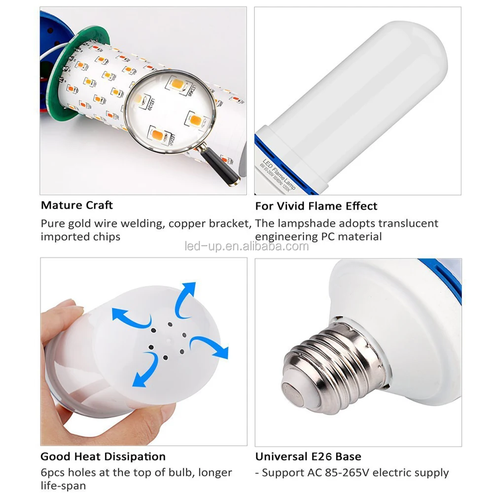 E26 Flame Effect Led Light Bulbs Flickering Fire,Atmosphere Decoration ...