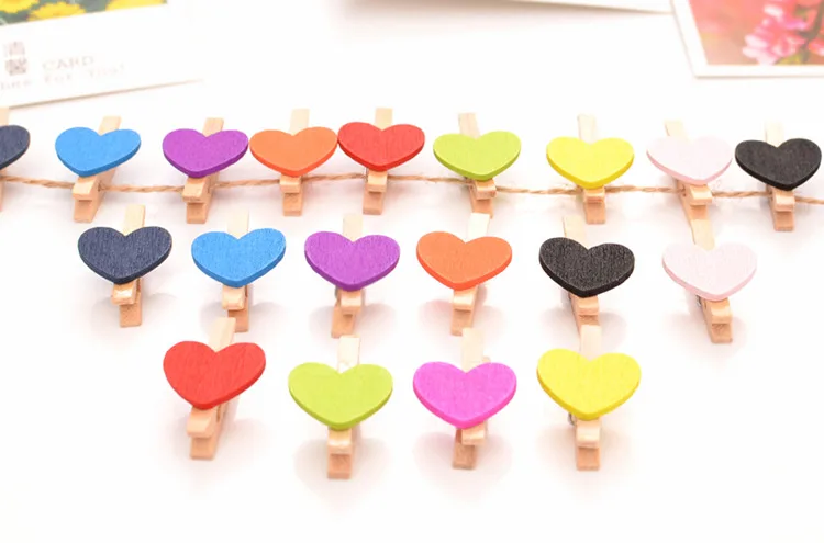 Mini Painted Wood Clip Set Rose Cute Wooden Paper Meno Clips/ Small ...