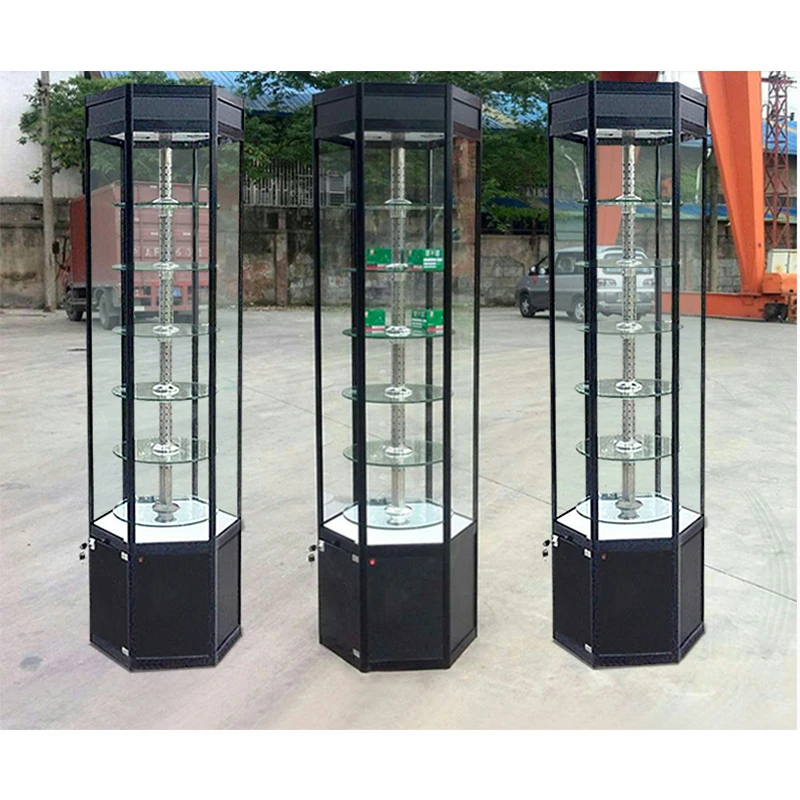 Rotating Glass Display Cabinet for Jewellery Shop Design