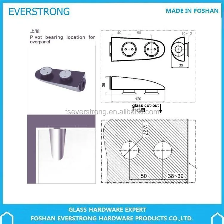M002 Stainless Steel Top Pivot Hinge for Tempered Glass Swing Door ...