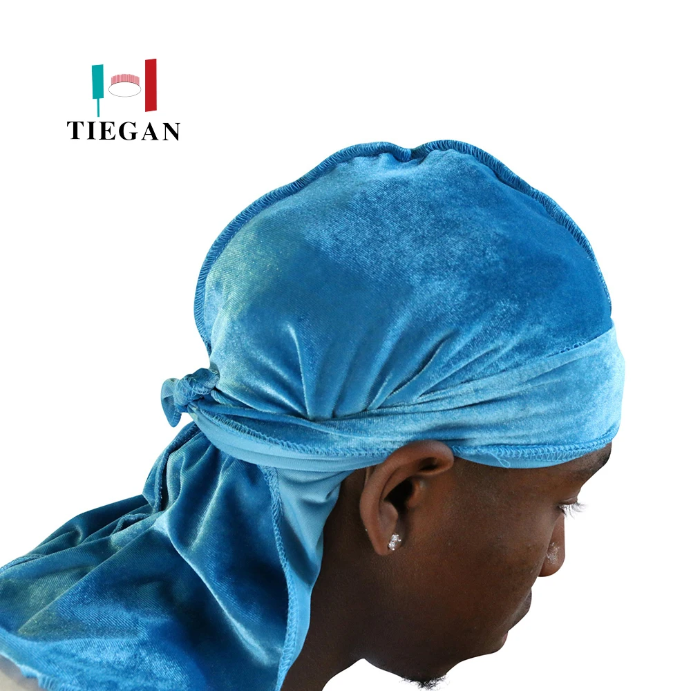Baby Blue Headwrap Men's Biker Hip Hop Smooth Skull Du Rag