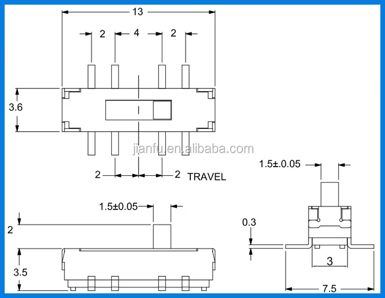 3-way Slide Switch Diagram - 8 Pin Mini Switch Schematic