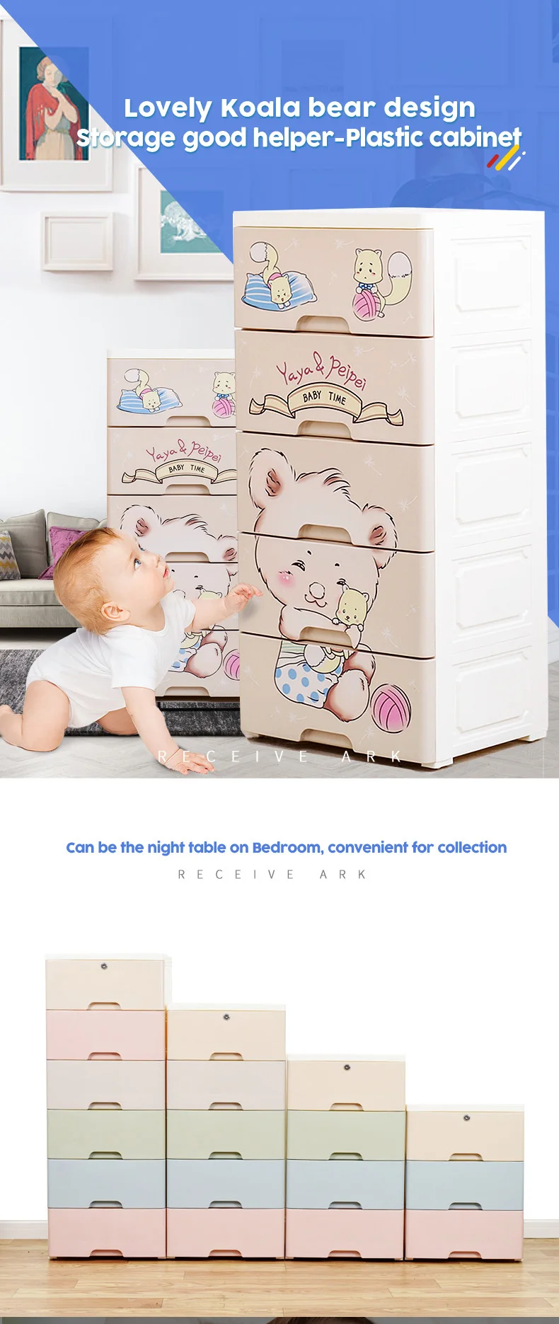 Hot Sale Multi-layer Plastic Drawer Cupboard Durable Baby Plastic ...