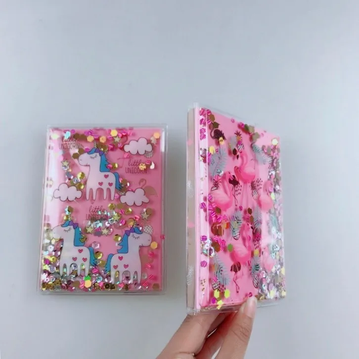 PVC Cover Gel Liquid Glitter Shaking Notepad for Students