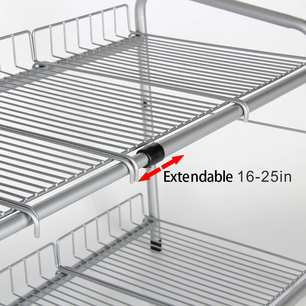 Over The Sink 2 Tier Expandable Dish Rack Storage Organizer Holder ...