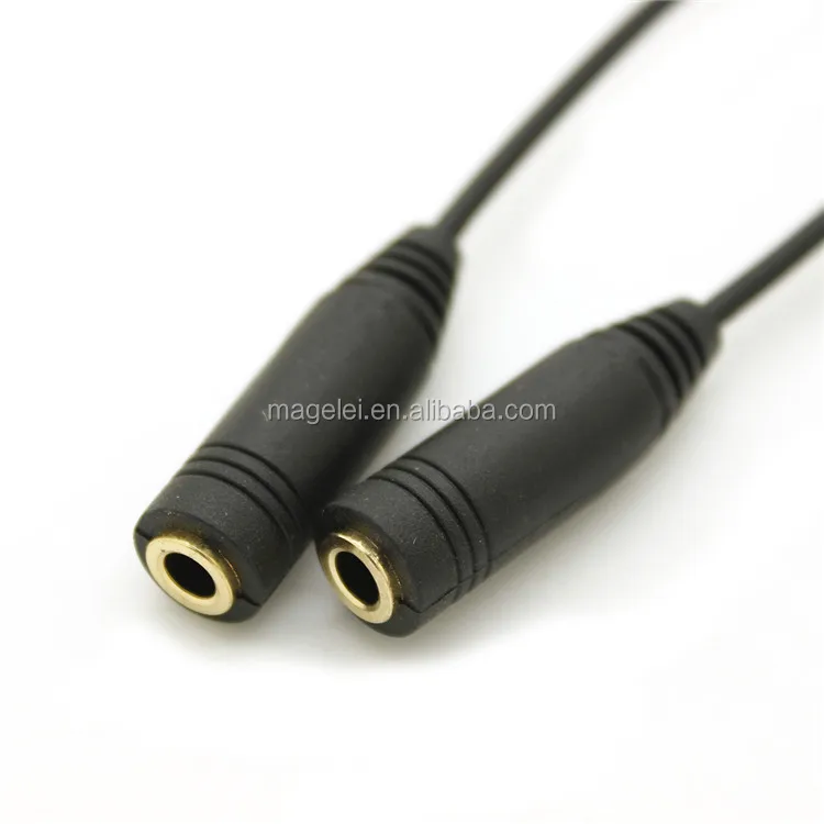 Dual 3.5mm Female Headphone Stereo Aux Audio Y Splitter Cable With ...