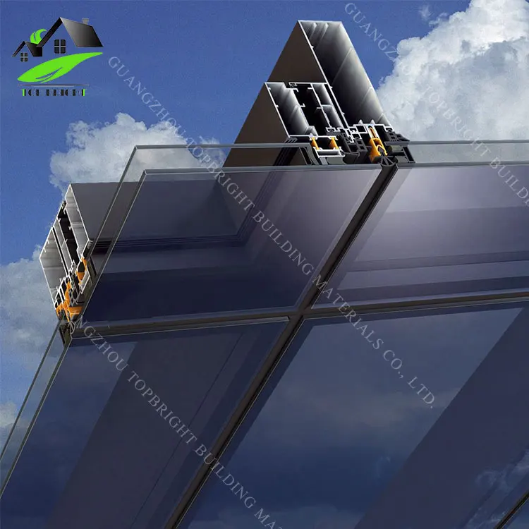 Engineering Exterior Aluminum Profile Frosted Glass Curtain Wall In ...