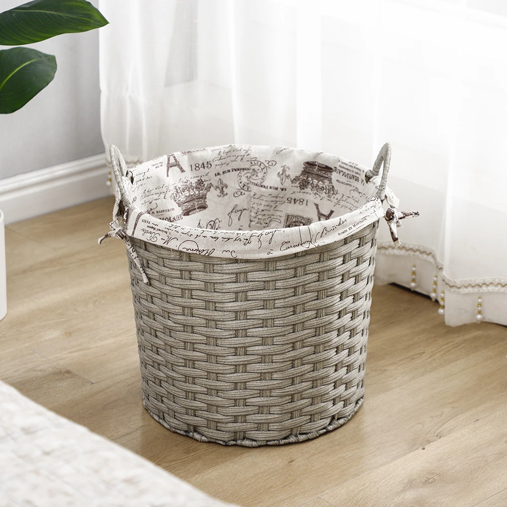 Classic Hand-woven Laundry Basket Pp Rattan Hamper Basket Dirty Clothes ...