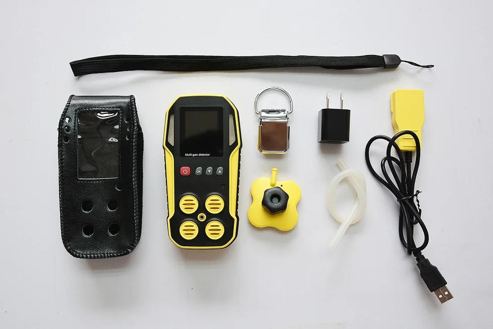 Portable 5 Gas Monitor - CH4, O2, H2S, CO, CO2 Detector