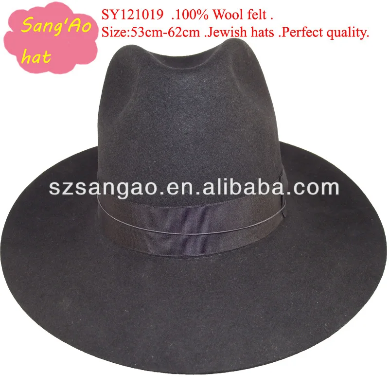 Wholesale Large Fashion Felt Jewish Black Hat Men Borsalino - Buy ...