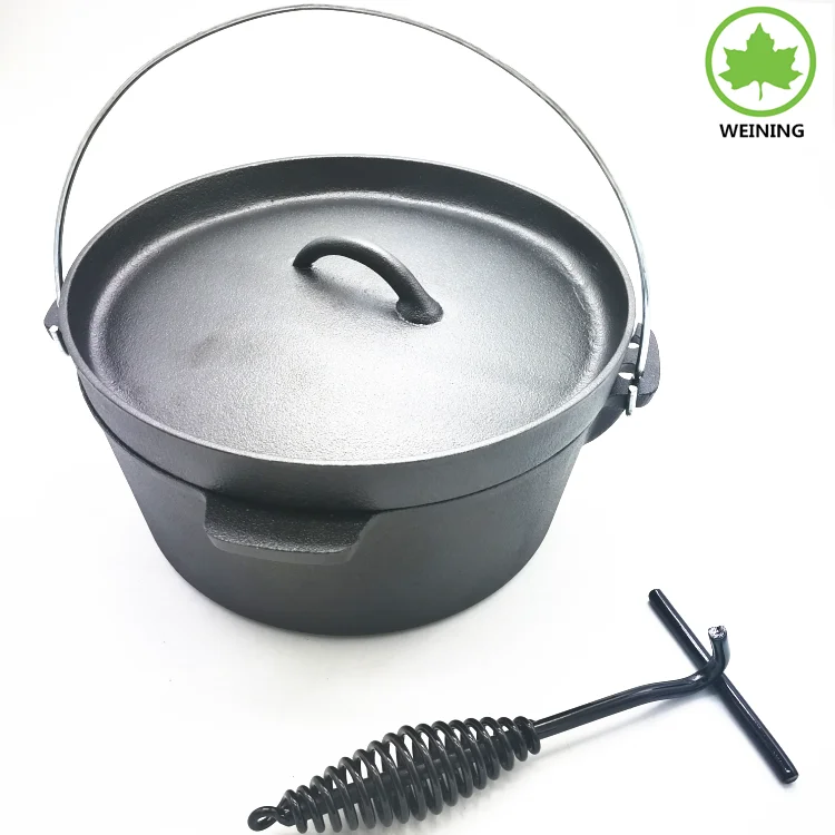 12 Inch Camp Dutch Oven With Tote Bag And Fire Hook And Pot Holder And ...