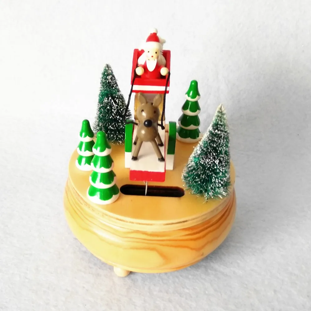 Wholesale Santa Wooden Rotating Christmas Music Box