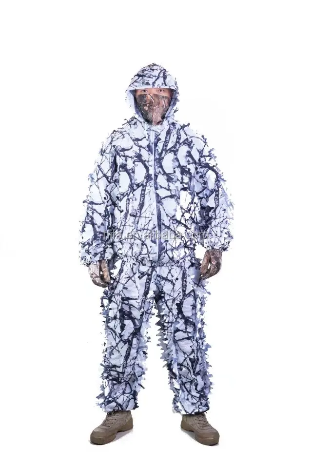 Snow Field Ghillie Suit With 3d Maple Leaf Bionic Camo Hunting Clothing - Buy Ghillie Suit,White ...