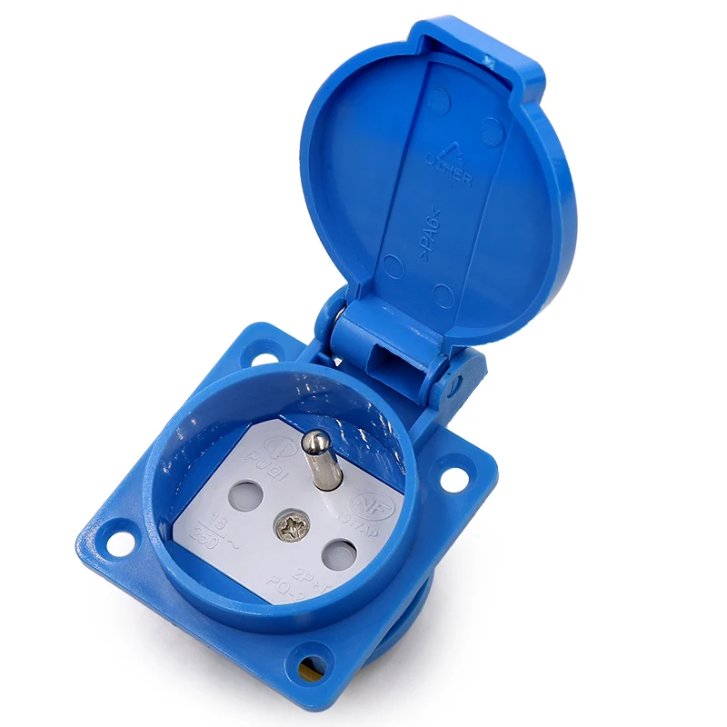 French Waterproof Connector Socket with Safety Shutter 16A 250V IP44
