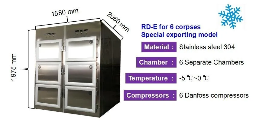 Newly Design 6 Bodies Mortuary Cooler Equipment Stainless Steel ...