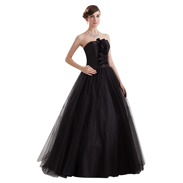 Custom Simple Black Tulle Girls Graduate Party Gown Prom Dress - Buy ...