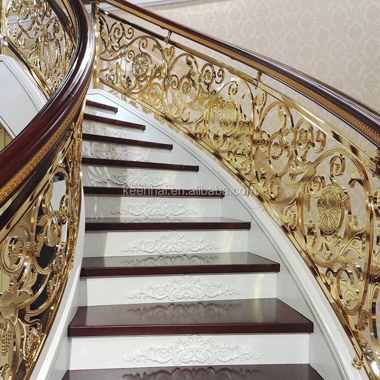Interior Antique Bronze Decorative Railing Design Brass Stair Handrails ...