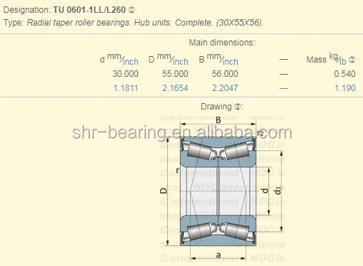 롤러 자동차 휠 베어링 TU 0601-1LL DU30550056| Alibaba.com
