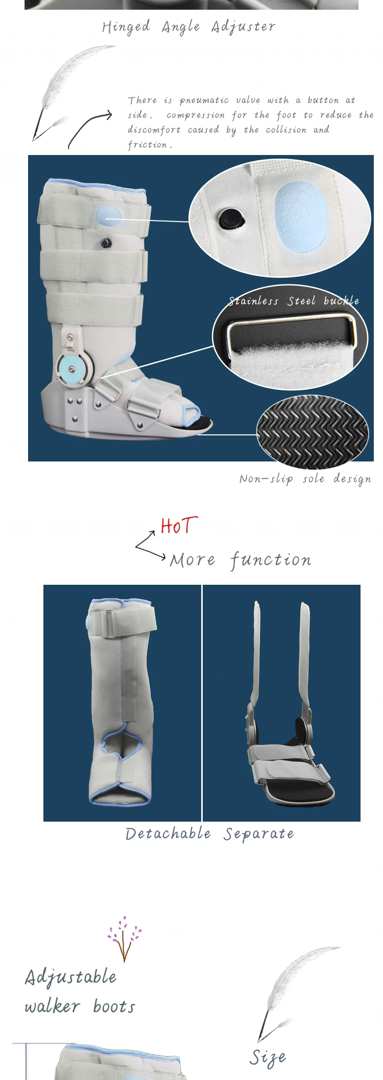 Adjustable AFO Walking Boot - Metal Support for Sprains