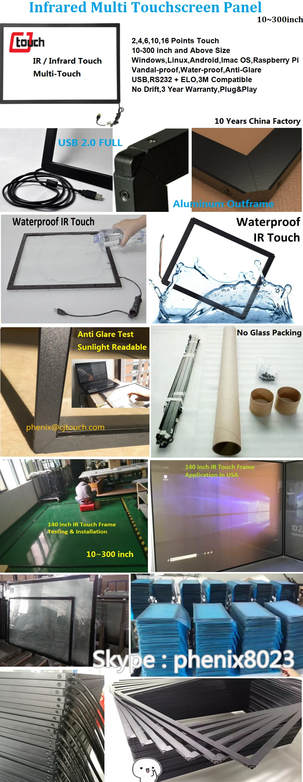 32" Touch Screen Panel Kits Infrared Ir Touch Technology 5v Usb ...