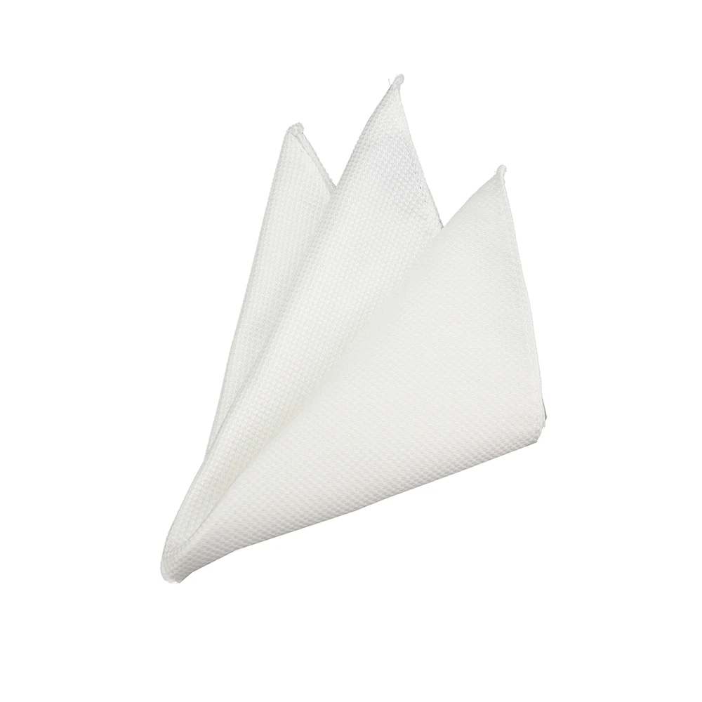 Mens White Plain Sublimation Pocket Square Polyester Woven Jacquard ...