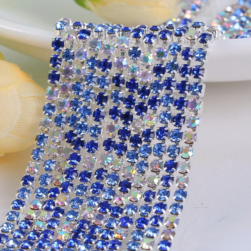High Quality Ab Stone Chain Roll Crystal Fancy Stone Chain Trimming For ...