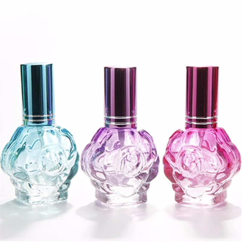 Rose Flower Shaped Perfume Glass Bottle Women Pink Color Bottle - Buy E ...
