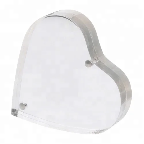 Clear Acrylic Heart Shape Photo Frame Block Plastic Picture Frame - Buy ...