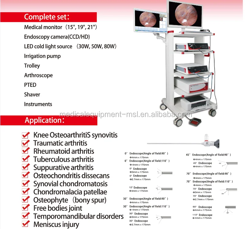 Medical Knee Arthroscopy Set / Arthroscopy Endoscope Camera With Full ...