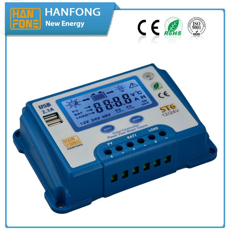 Solar Charge Controller - 12V/24V 60A DC PWM Remote Control