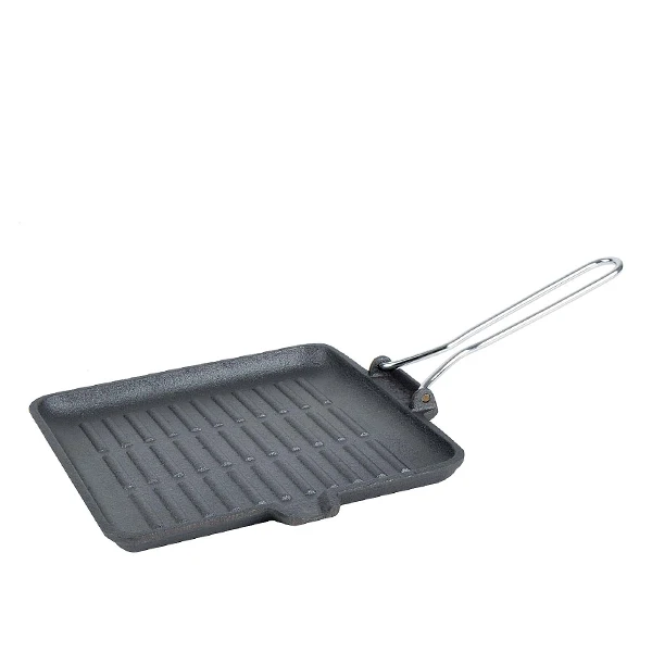 Rectangular Enamel Coated Cast Iron Deep Fry Pan With Removable Wooden ...