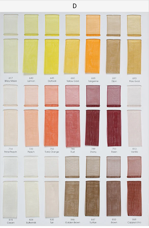 Yama Organza Ribbon 84 Colors Chart Catalogue| Alibaba.com