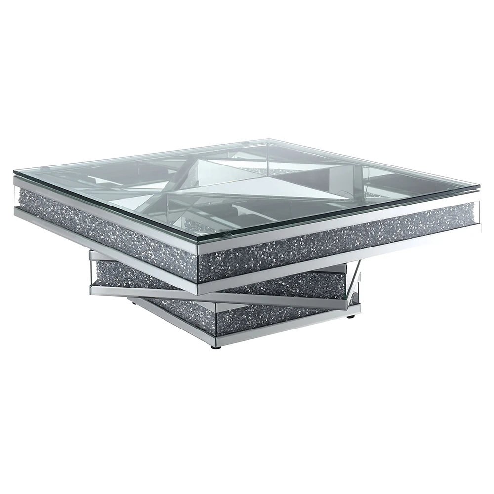 Luxury Sparkling Crushed Diamond Square Mirrored Coffee Table