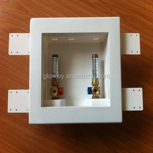 Washing Machine Box with Valves and Water Hammer Arrestor