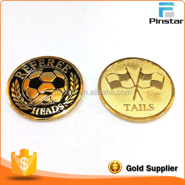 100% Factory Custom Challenge Referee Flipping Soccer Blank Metal Coin ...
