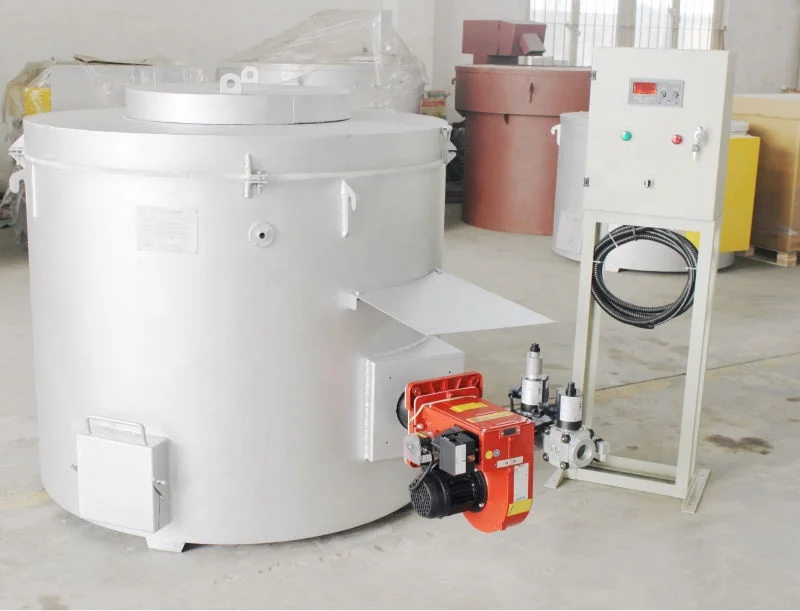 Stationary Type Oil Fired 100 Kg Aluminum Crucible Melting Furnace