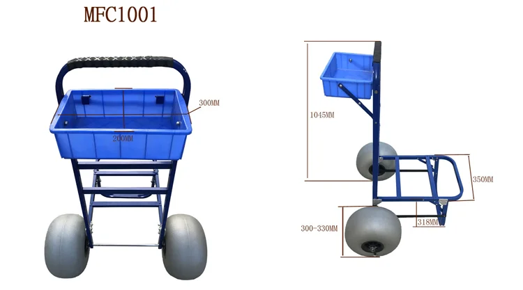 Folding Aluminium Fishing Trolley Cart with Balloon Wheels
