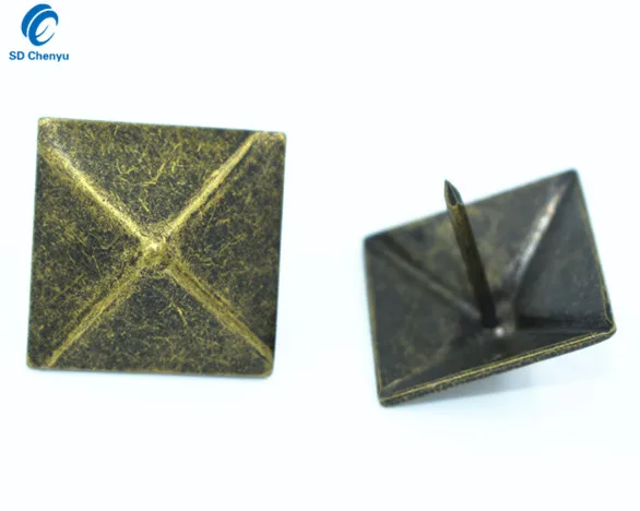 1 Inch Big Pyramid Square Antique Brass Renaissance Upholstery Decor ...