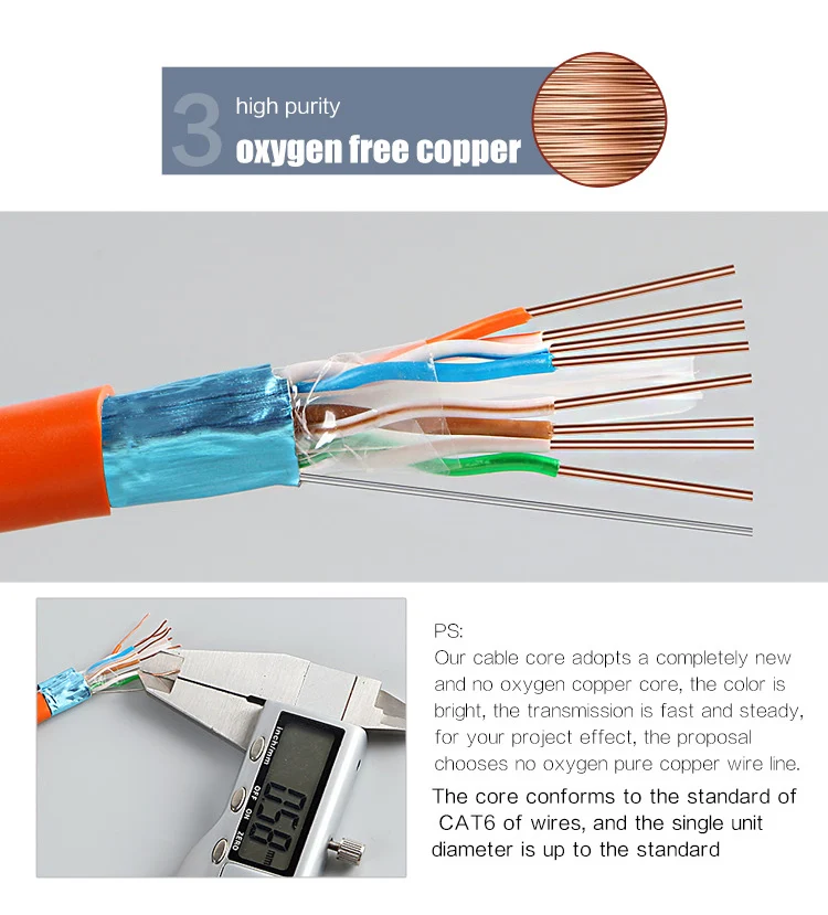 Lszh Fire Resistant Cat6 Network Cable Ftp Gigabit Ethernet Orange 8 Cores 23awg Oxygen Free ...